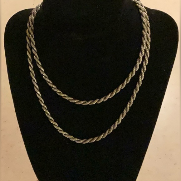Jewelry | Vintage Black And Silver Tone Rope Chain | Poshmark